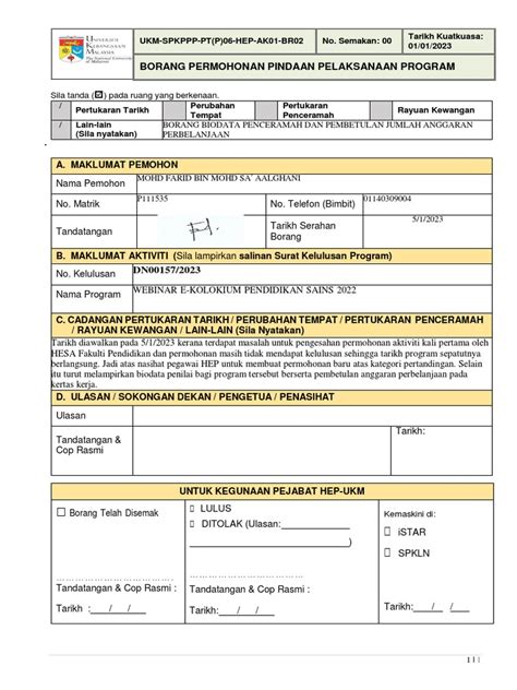 Borang Permohonan Pindaan Pelaksanaan Program 01012023 Pdf