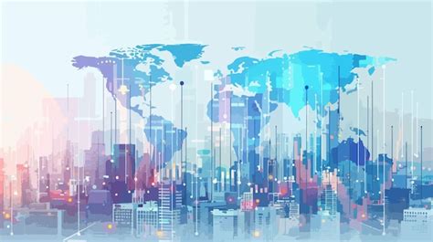 Cityscape Financial Graph Chart World Network Concept Premium Ai Generated Vector