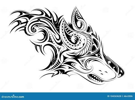 Wolf Head Tribal Tattoo