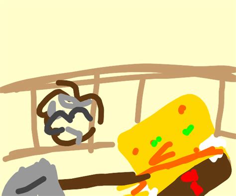 Spongebob Digging Into The Tracks Drawception