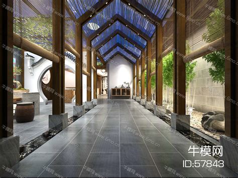 中式走廊3d模型免费下载id57843牛模网