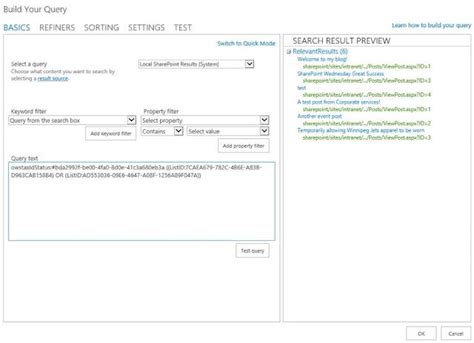 how to build query using content search web part cswp combining two