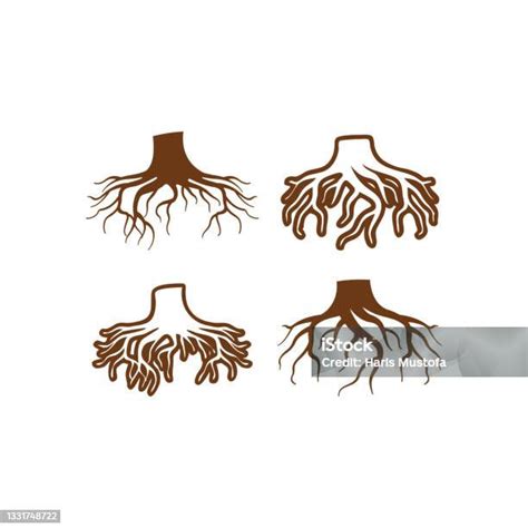 Tree Root Icon Design Set Bundle Template Isolated向量圖形及更多商標圖片 商標 園藝