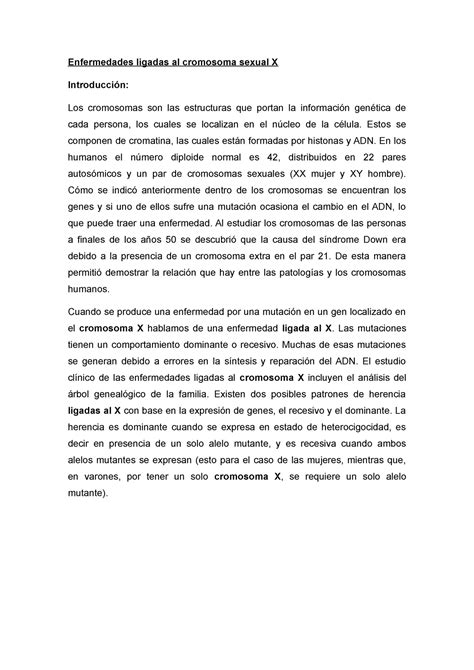 Enfermedades Ligadas Al Cromosoma Sexual X Enfermedades Ligadas Al