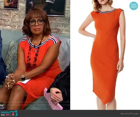 Wornontv Gayles Orange Ribbed Dress On Cbs This Morning Gayle King