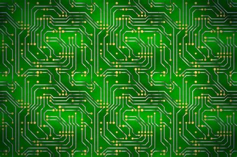 Premium Vector Complicated Computer Microchip With Golden Contacts On