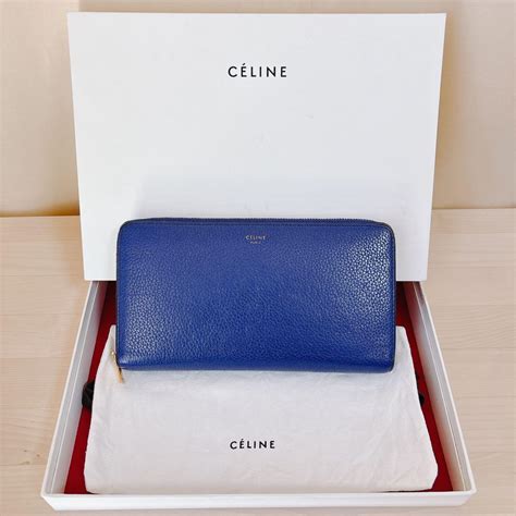 Celine セリーヌ 長財布 ラウンドジップ レザー ブルー 箱 保存袋付 By メルカリ