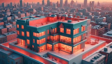 A Model Of A Building With A Red Roof And A Building With A Red Brick