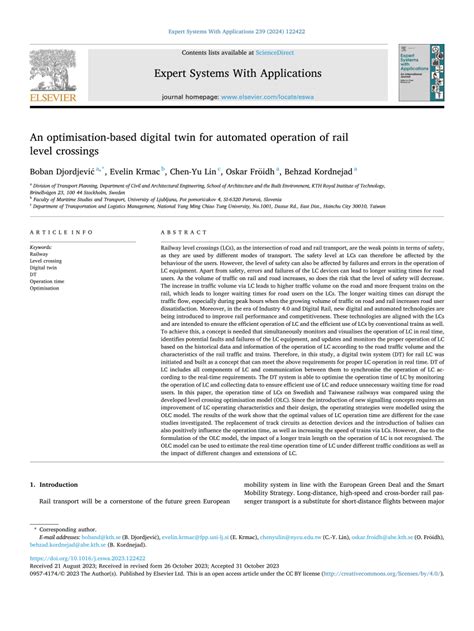 Pdf An Optimisation Based Digital Twin For Automated Operation Of Rail Level Crossings