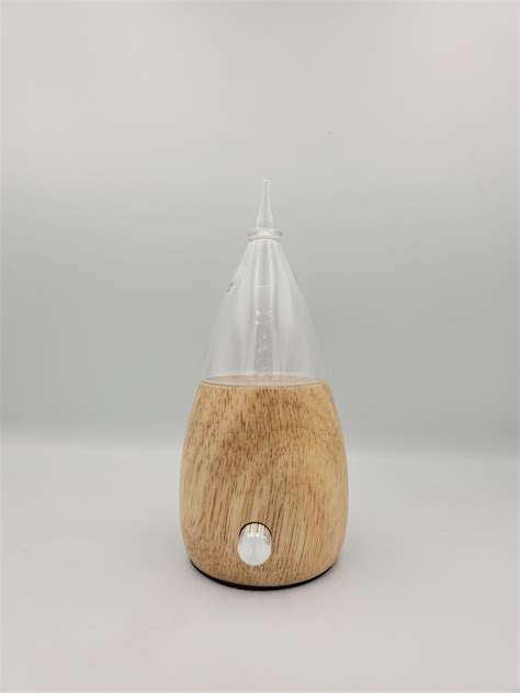 Cone Shape Hand Blown Glass And Light Wood Waterless Ultrasonic