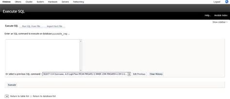 SQL Commands In Webmin Swivel Knowledgebase
