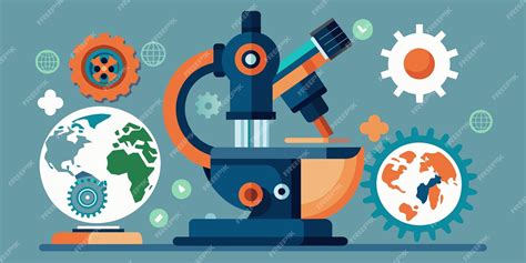 Premium Vector A Cartoon Of A Microscope With A Map Of The World On It