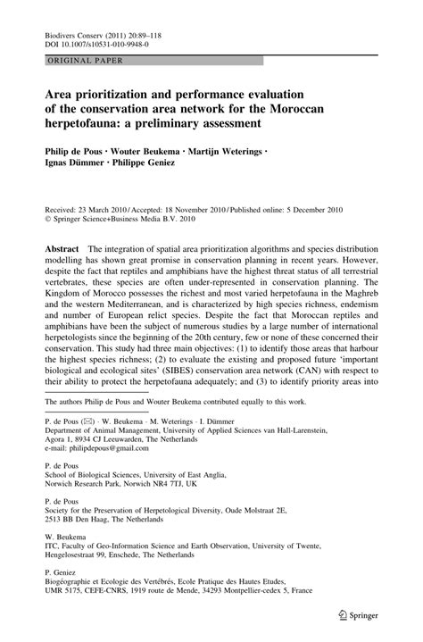 Pdf Area Prioritization And Performance Evaluation Of The