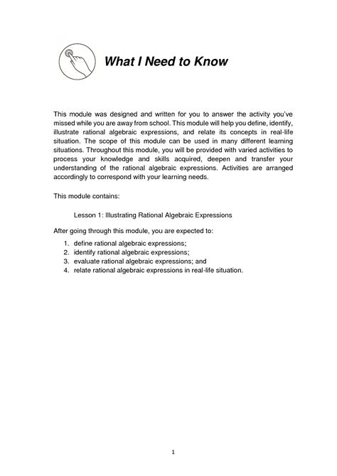 Solution Math Q Mod Illustrating Rational Algebraic Expressions