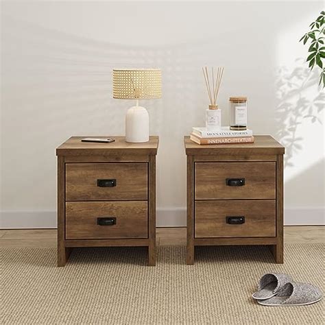 Gfw Boston Pair Bedside Cabinets 2 Drawers Storage Shelf Side Cabinet