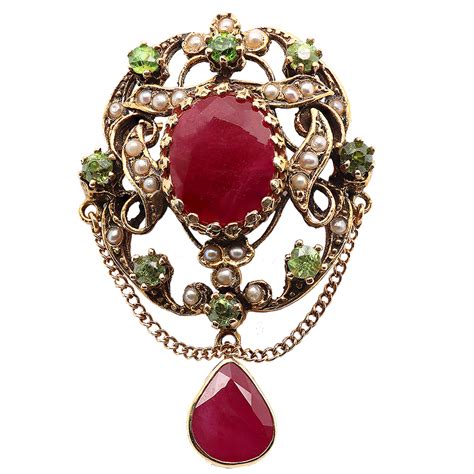 Elaborate Antique Ruby Pin And Pendant Lilliane S Jewelry