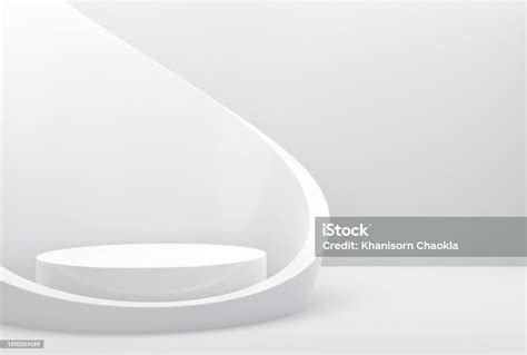 추상적인 흰색 기하학적 모양 배너 제품 디자인 프리젠 테이션 연단 디스플레이 3차원 형태에 대한 스톡 사진 및 기타 이미지 3차원 형태 배경 주제 회색 Istock