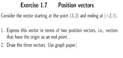 Solved Exercise 1 7 Position Vectors Consider The Vector Chegg Com