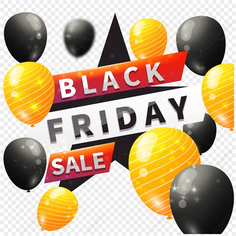 황금색과 검은 색 풍선 일러스트이있는 금요일 프로모션 라벨 일러스트현대의가격 Png 일러스트 무료 다운로드 Lovepik