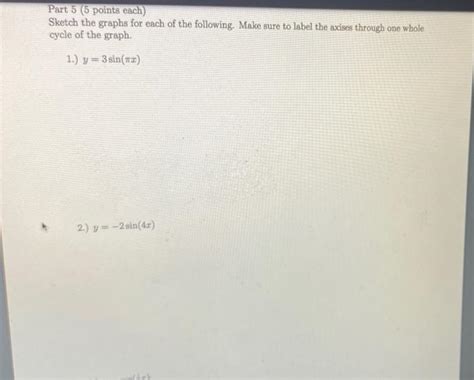 Solved Part Points Each Sketch The Graphs For Each Of Chegg
