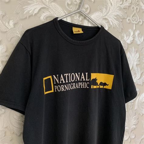 Vintage National Pornographic Black Tee Pornstar Adult Humor Art