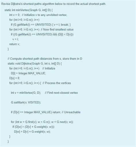Solved Revise Dijkstra S Shortest Paths Algorithm Below To Chegg
