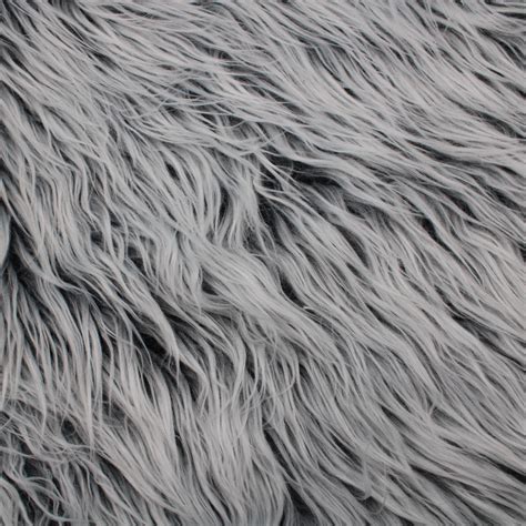 Free Shipping Silver Gray Faux Fur Fabric Long Pile Mongolian By
