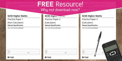 Free Gcse Maths Specimen Practice Papers 1 2 And 3 Higher Set A Edexcel