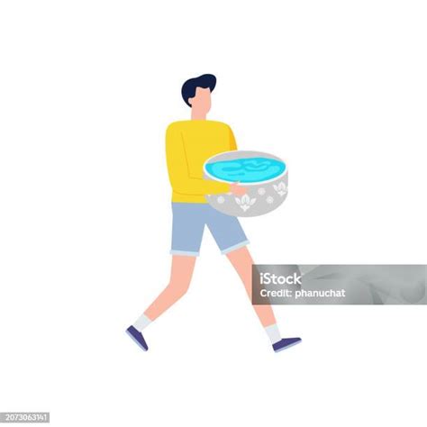 송크란 축제 사람들 타이 전통 즐길 물 튀는 태국 전통 행복 태국 새해 벡터 일러스트 템플릿 흰색 배경에 태국 여행 개념 4월에 대한 스톡 벡터 아트 및 기타 이미지