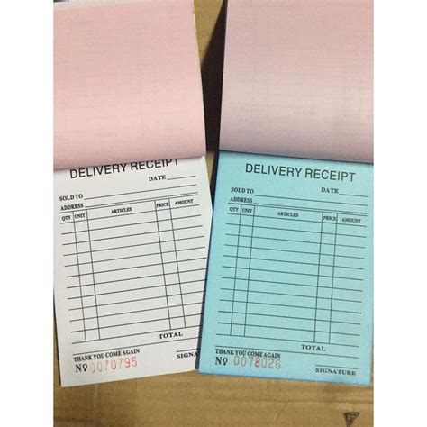 Delivery Receiptsmall Size List 9x13cm Regular And Thick Duplicate