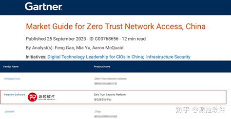 Gartner权威认证：派拉软件实力入选中国零信任网络访问（ztna）市场指南 知乎