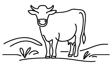 Premium Vector A Content Cow Grazing In A Field A Singleline Drawing