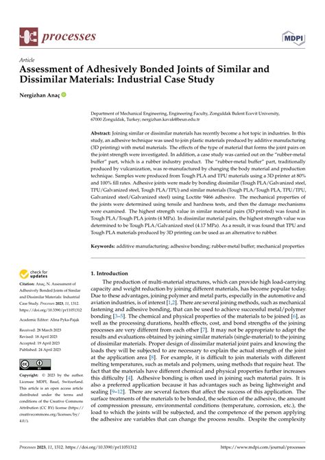 Pdf Assessment Of Adhesively Bonded Joints Of Similar And Dissimilar Materials Industrial