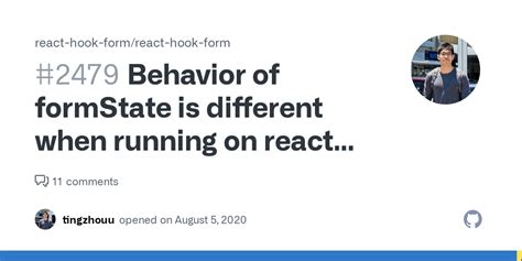 Behavior Of Formstate Is Different When Running On React Native App Vs