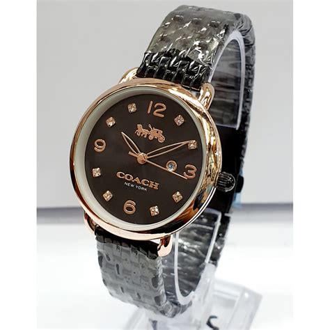 Jual Bisa Cod Jam Tangan Wanita Coach Rantai Stainless Elegan Tanggal Aktif Paket Include