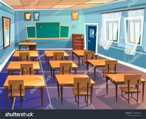School Classroom Interior Cartoon Illustration University ภาพประกอบสต็อก 1140606644 Shutterstock