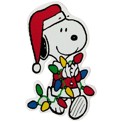 Peanuts Snoopy Gathers The Lights Double Sided Christmas Window Cling