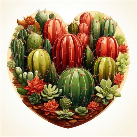 Watercolor Cactus Heart Clipart Illustration Generative Ai Premium Ai