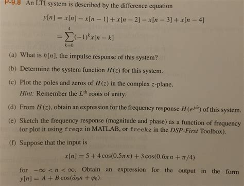 Solved An LTI System Is Described By The Difference Equation Chegg