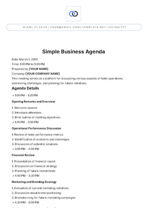 Free Business Partner Meeting Agenda Template To Edit Online