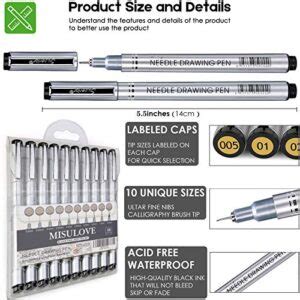 MISULOVE Fine Point Multi Liner Pens 10 Pack Set Ideal For Anime