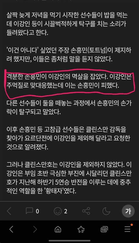 손흥민 멱살 이강인 주먹질 유머움짤이슈 에펨코리아