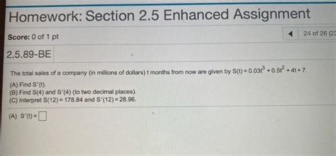 Solved Homework Section 2 5 Enhanced Assignment Score 0 Of
