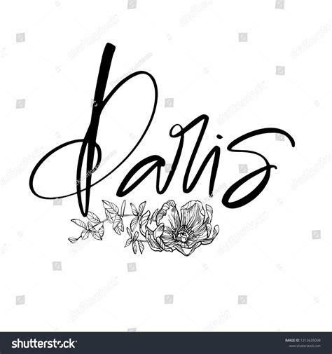 Paris Calligraphy Incription Modern Brush Calligraphy Stock Vector Royalty Free 1312635098