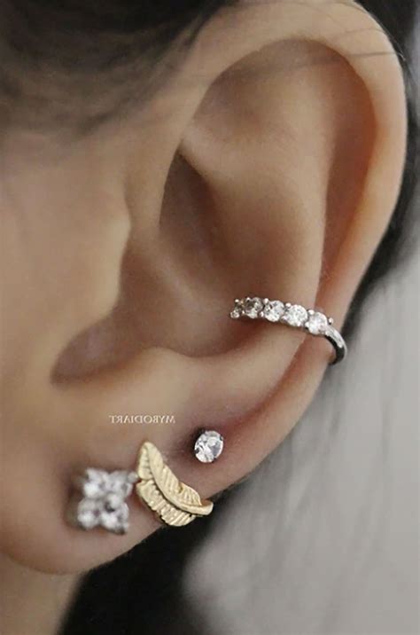 Arianna Crystal Nose Ear Piercing Earring 18G Ring In Silver In 2020