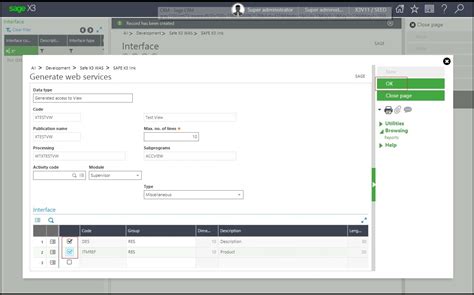 creating view in sage x3 and make it accessible through web services