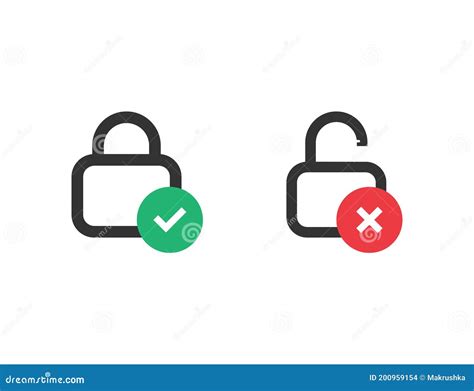 Locked And Unlocked Icon Correct And Wrong Status Of Padlock