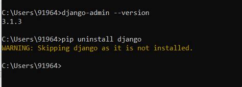 how can i resolve this issue when i am trying to uninstall django from