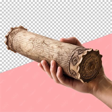 Premium Psd Hand Holding An Ancient Scroll Isolated Object