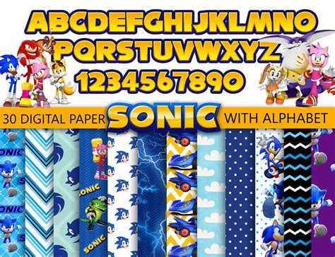 Sonic Digital Paper Sonic Png Sonic Alphabet Sonic Logo Etsy